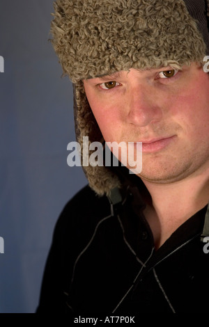 Male in Russian type hat Stock Photo - Alamy