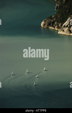 Sailboats sail in Howe Sound near the City of Vancouver in British ...