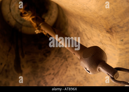 Tied bell rope in the bell tower of St. Mary`s Church, Pillerton Hersey ...
