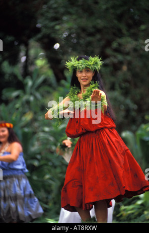 Woman dancing hula for the prince lot hula festival at moana lua ...