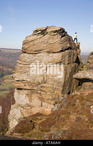 Rock climbing on Curbar Edge in the High Peak Stock Photo: 71710599 - Alamy