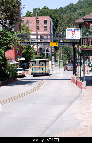 Tourist Trolley Bus, Center Street, Eureka Springs, Ozark Mountains, Arkansas Stock Photo - Alamy