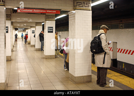 Customer assistance intercom in a subway station in New York City Stock ...