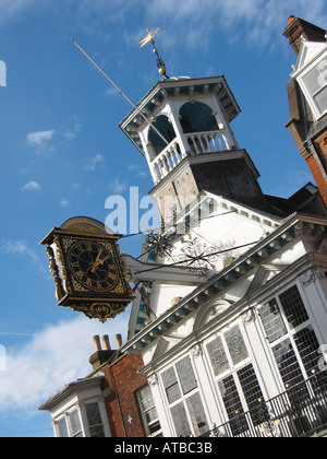 The historic 17th century front of the Guildhall building with the old ...