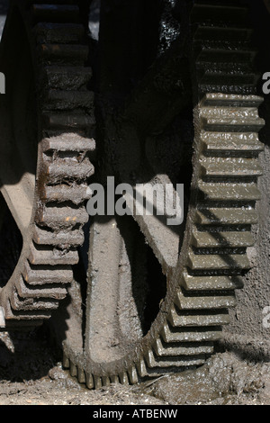 Two old working cogs Stock Photo - Alamy
