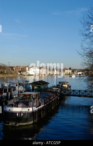 Thames barges at Strand-on-the-Green, River Thames, Victorian period ...