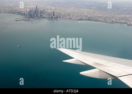 Aerial View of downtown Chicago, from the observation deck of the John ...