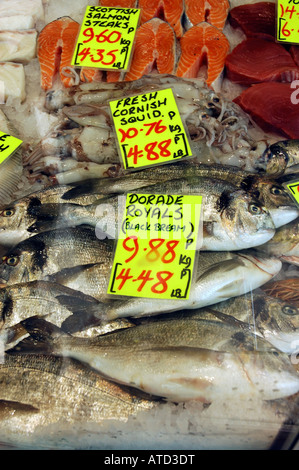 Traditional British Fishmongers Shop Window Display With Fresh Fish ...