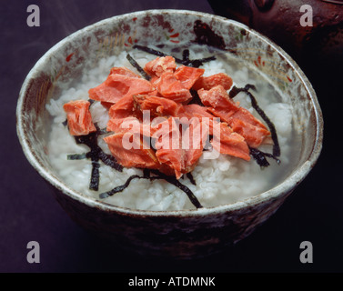salmon with rice, japanese food Stock Photo - Alamy