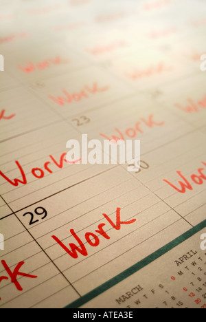 calender showing all days marked as work days Stock Photo - Alamy