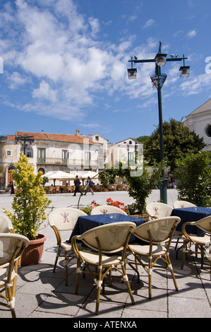 Town Square in Ravello, Italy with Shops and Outdoor Seating Stock ...