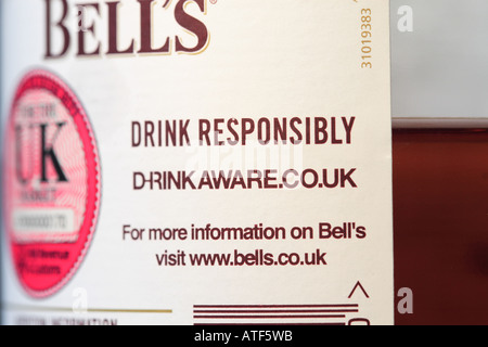 Alcohol Drink Responsibly Label on Bottle Stock Photo - Alamy