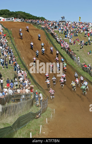 Motocross racers in action on the motocross racing circuit Stock Photo ...