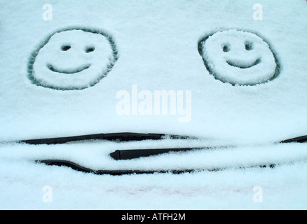 smileys faces snow motoring winter Stock Photo - Alamy