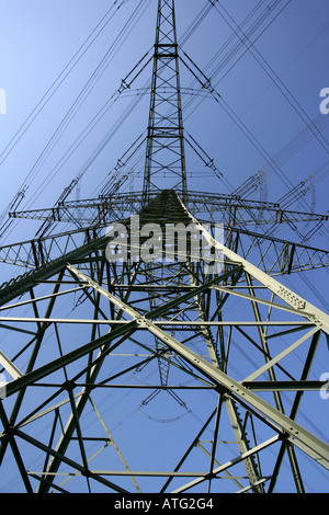 DEU, Germany, Voerde : Electric power lines, power poles. High voltage ...