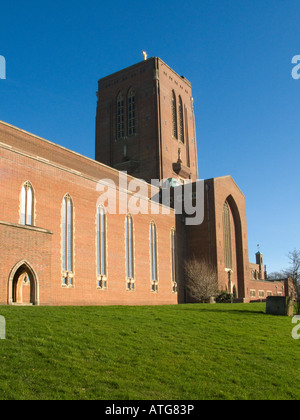 Guildford Cathedral, Guildford, Surrey. West view with roundabout in ...