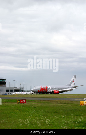 Jet2 passenger jet landing at Leeds Bradford Airport Stock Photo - Alamy