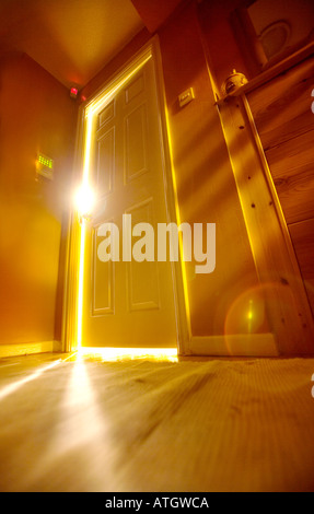 Door in Hallway slightly open looking spooky Stock Photo - Alamy