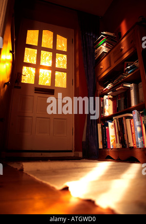 Door in Hallway slightly open looking spooky Stock Photo - Alamy