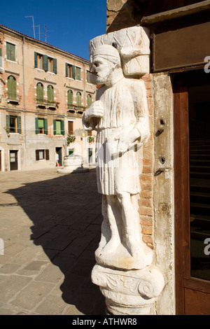 One of three statues of Moors in the Campo dei Mori in Venice Italy ...