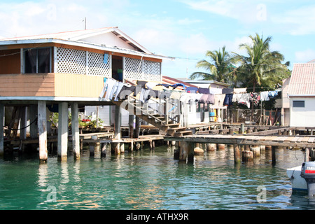 The stilted houses of Bonacca Town on Guanaja, one Honduras' Bay ...