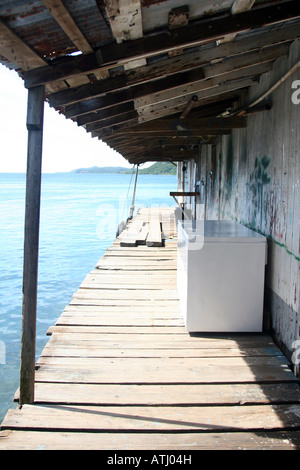 The stilted houses of Bonacca Town on Guanaja, one Honduras' Bay ...