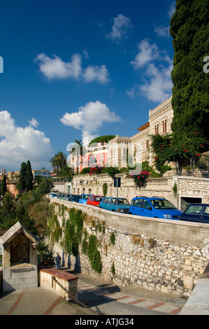 A cliffside road with grand houses and mature pines in the popular ...