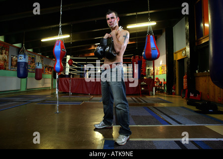 World Champion Boxer Joe Calzaghe training for fight in his Gym in ...