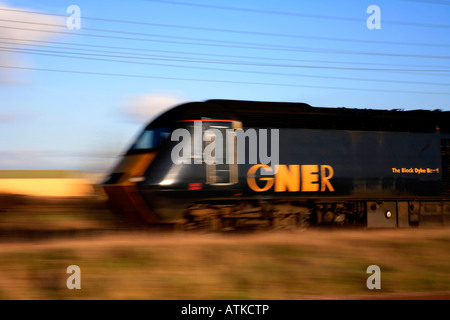GNER 43 class diesel HST train ECML Lolham Peterborough Cambridgeshire ...