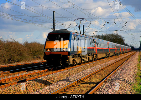 GNER 91 class DVT Electric HST train ECML Werrington Peterborough Stock ...
