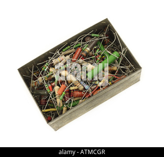 Electrical resistors stack Electronic or electric components background ...