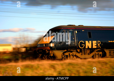 GNER 91 class DVT Electric HST train Werrington Peterborough ...
