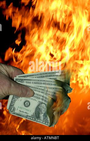 Burning Flame Dollar Stock Photo - Alamy