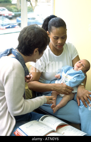 Baby check-up with health visitor Stock Photo - Alamy