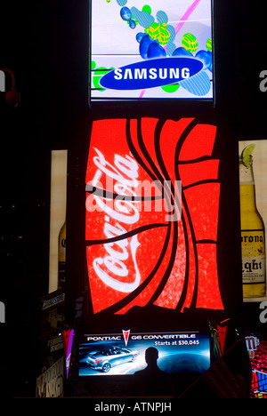 Coca Cola illuminated high tech sign in Times Square powered by wind ...