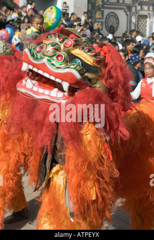 Traditional Dragon & Lion dance at the Chinese New Year Fire Horse ...