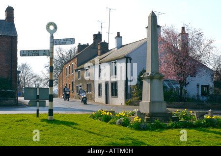 The village green and war memorial, Langwathby, Eden Valley, Cumbria ...