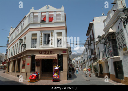 Nerja. Streets of Nerja. Shops, shopping, tourists. Costa del Sol ...