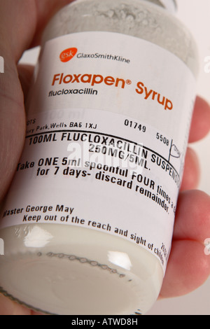 Medicine Floxapen antibiotic suspension syrup liquid dose spoon ...