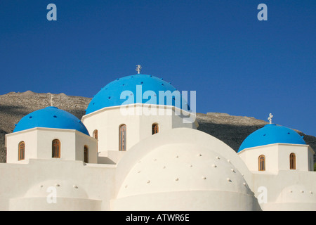 Traditional Greek church in Perissa, Santorini, Greece. Church of Holy ...