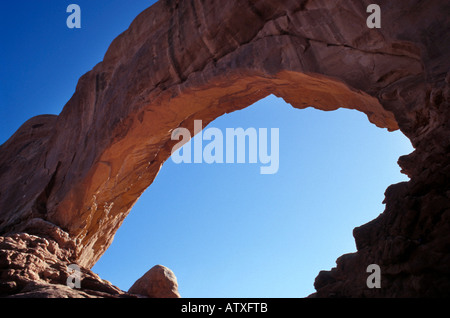 Natural stone arches Arches national park Utah United States of America ...