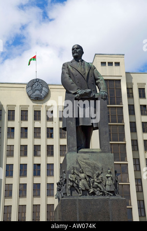 Statue of Lenin in front of former historical barracks in Wünsdorf ...
