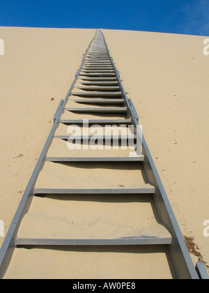 Ladder reaching up out of a dry land to the hope of the cross Stock ...