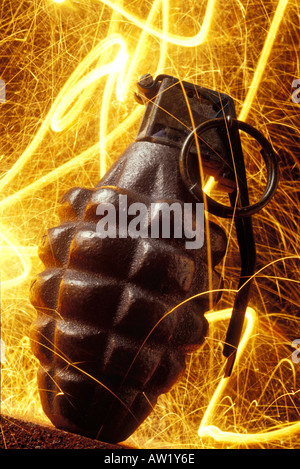 War hand bomb grenade detail Stock Photo - Alamy