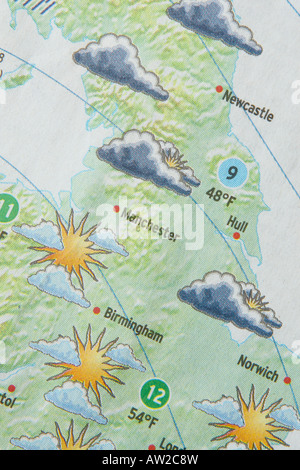 Newspaper weather forecast chart map Stock Photo - Alamy