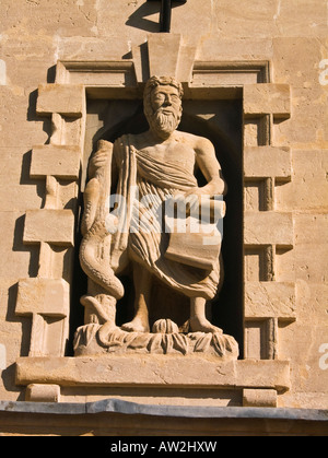 Statue of Aesculapius the Roman God of Medicine standing in the Louvre ...