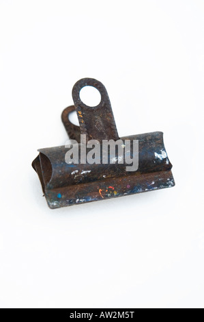 Old rusty Bulldog clip shot on a white background Stock Photo - Alamy