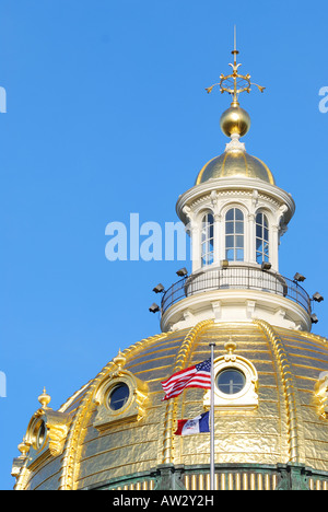 Golden dome of Iowa State Capital building, Des Moines, Iowa Stock ...