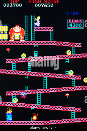Donkey Kong Nintendo 1981 Vintage arcade videogame screen shot ...