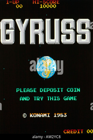 Gyruss Konami 1983 Vintage arcade videogame screen shot - EDITORIAL USE ...